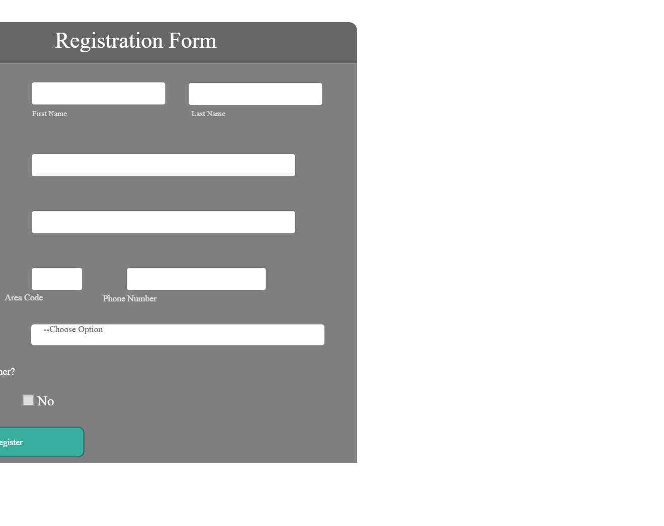 Registration Form - Web Designer Wall